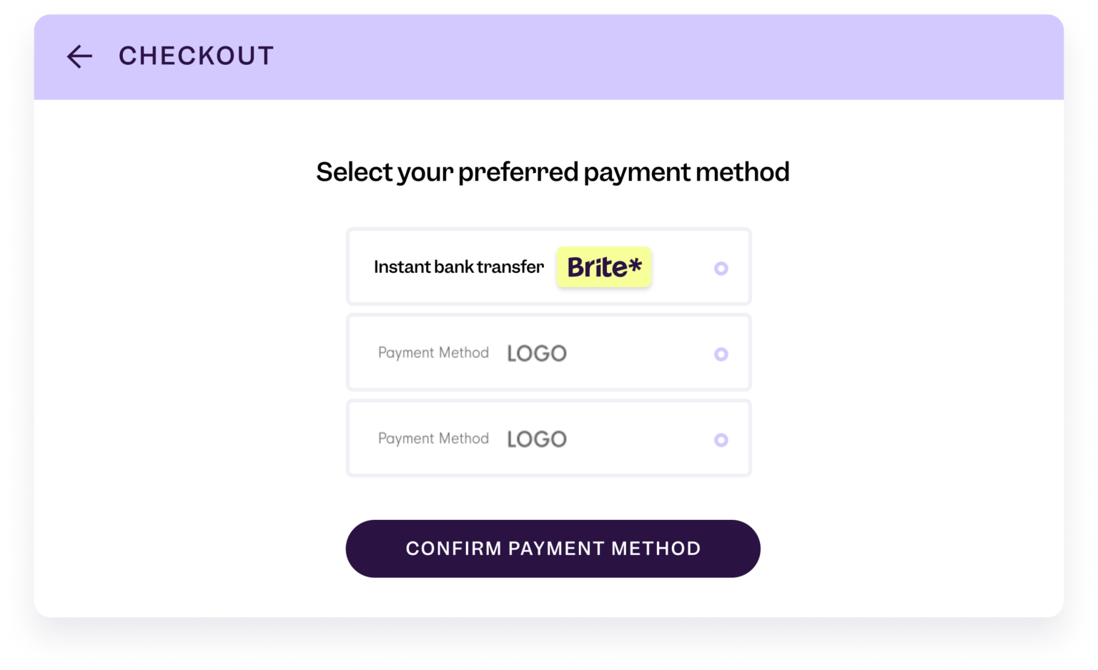 Checkout with limited space for logo and short description | Brite Docs