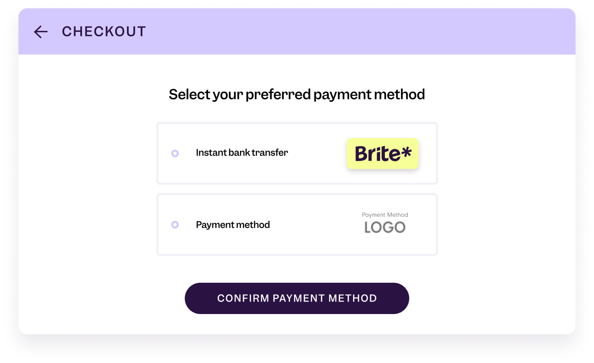 Checkout with space for logo and short description | Brite Docs